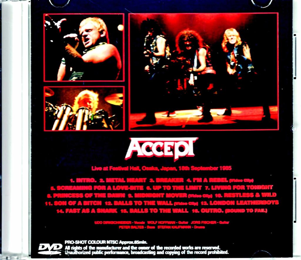 Accept/Osaka,Japan 1985 - SAKURA Record