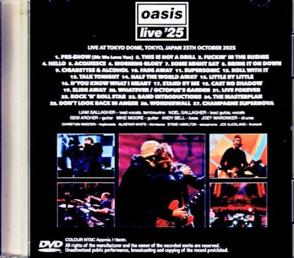 Oasis / Tokyo, Japan 10.25.2025 Complete Front Row Rec Edition Jewel ...