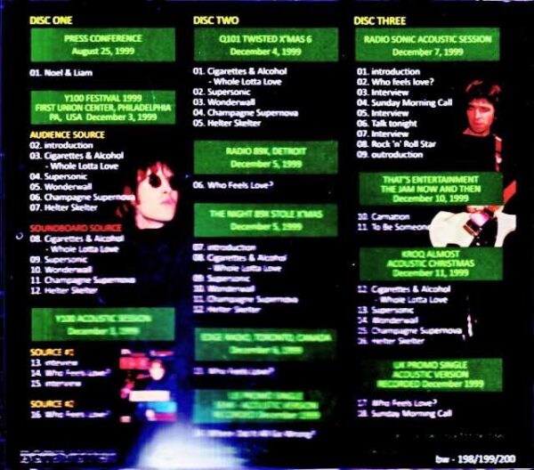 Oasis Millennium Countdown North America Mini Tour 1999 Collection ...